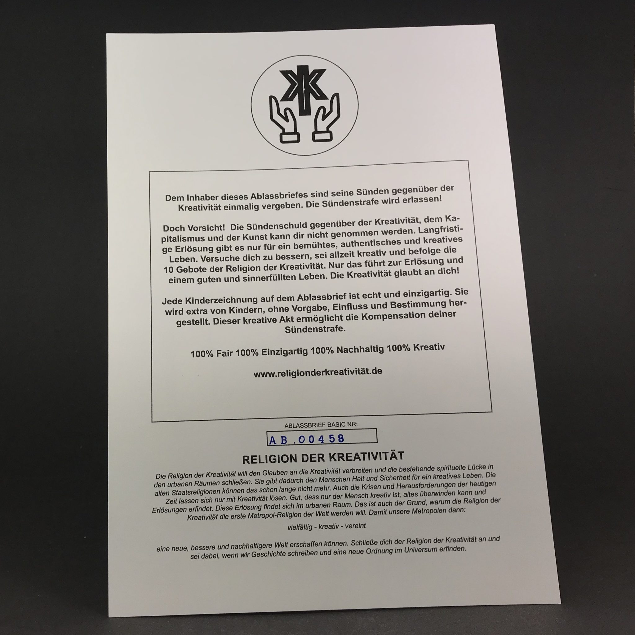 ABLASSBRIEF BASIC EDITION – Religion der Kreativität