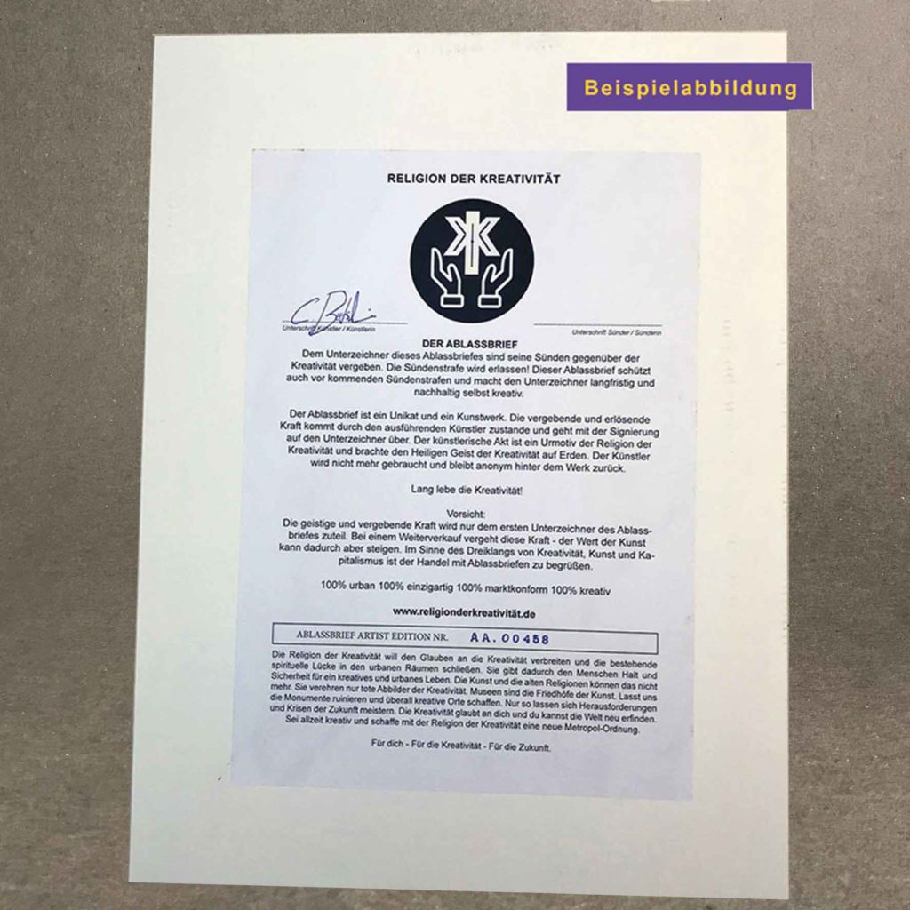 ABLASSBRIEF ARTIST EDITION – Religion der Kreativität